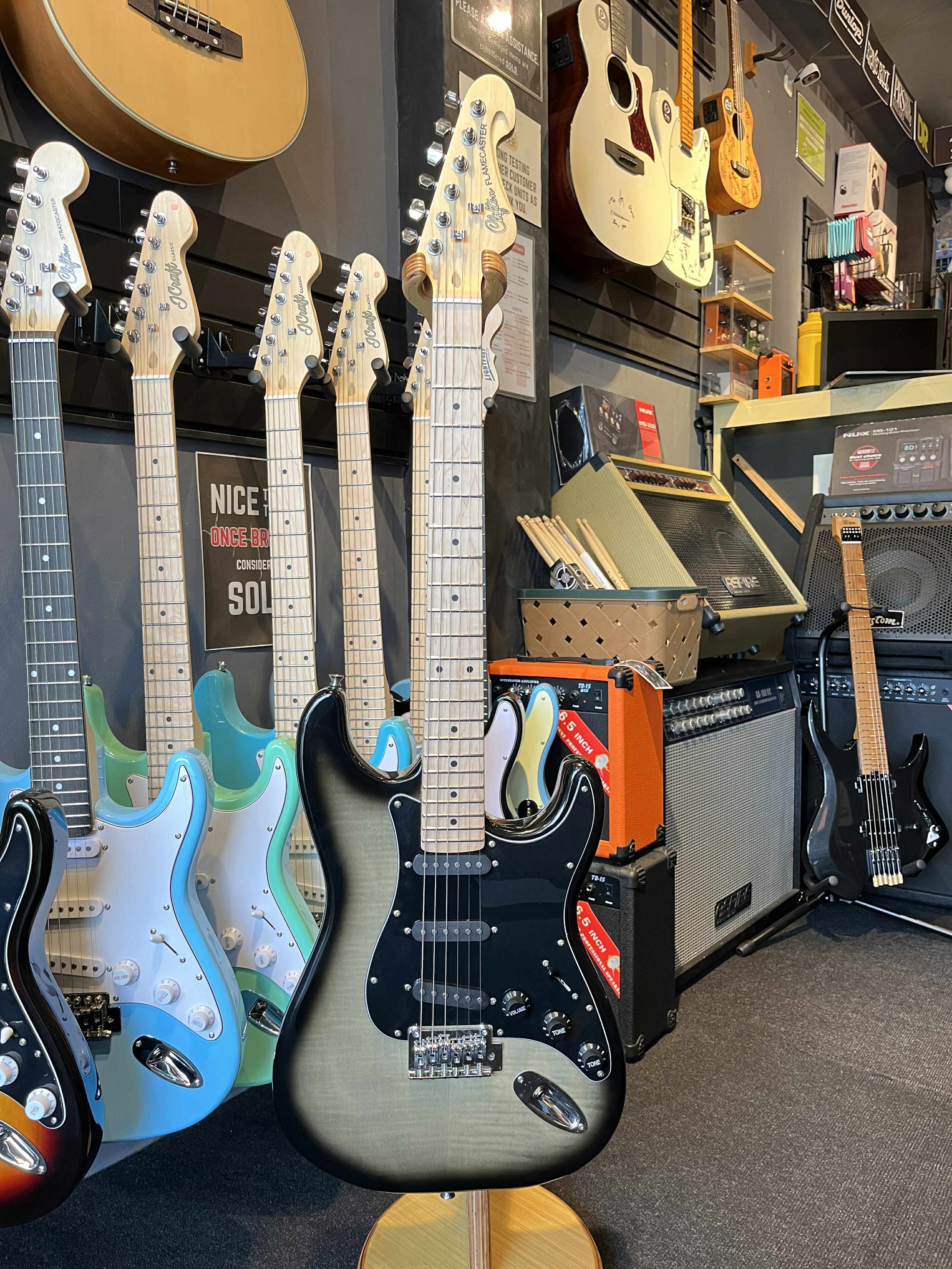 Clifton Flamecaster - Gray | PIMA GUITARS